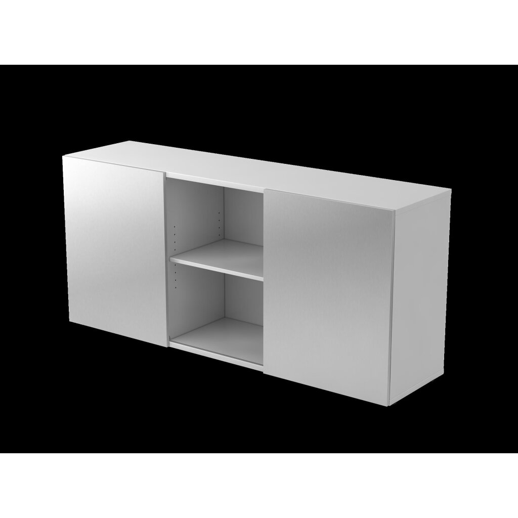 Sideboard 2OH mit Schiebetüren Weiß/Silber, 376,00