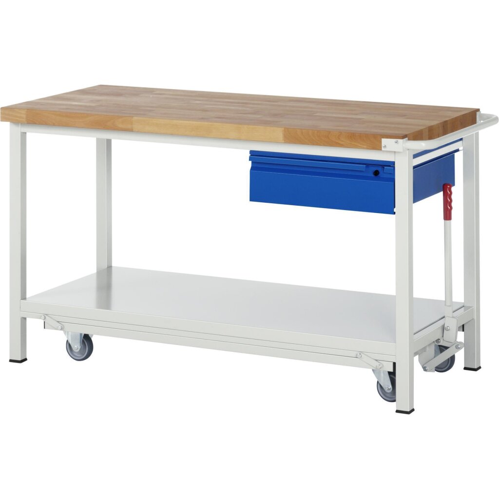 Fahrbare Werkbank absenkbar mit Schublade, Breite: 75 cm, Anthrazitme ...
